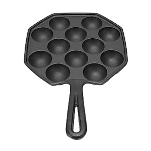 HAOHIZE Takoyaki Pan,Octopus Meatballs Frying Pan 12 Grid Takoyaki Cooking Pan Non Sticking Cast Iron Octopus Meatballs Pan
