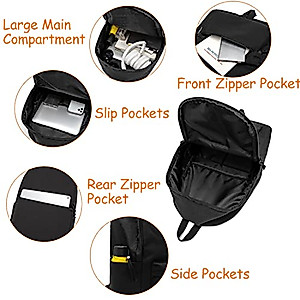 BONVEN Backpack for School,Black Backpack for 15.6 inch Laptop Classic Daypack for High School College