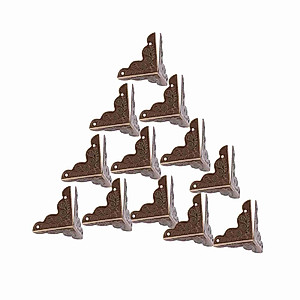 Zerodis 12pcs Vintage Metal Three Sides Corner Decorative Protectors Iron Cover Guard with Screws for Jewelry Gift Box Picture Frame(Bronze)