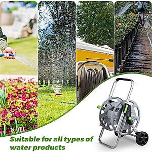 YESTAR Hose Reel Cart Hold Up to 130 ft of 5/8 inch Hose Garden Water Hose Carts Mobile Tools with 2 Wheels, Heavy Duty Powder-coated Steel Outdoor Planting with Storage Basket, for Garden, Yard, Lawn