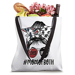 Messy Hair Bun Cheer Football Cheerleading Mom Of Both Tote Bag