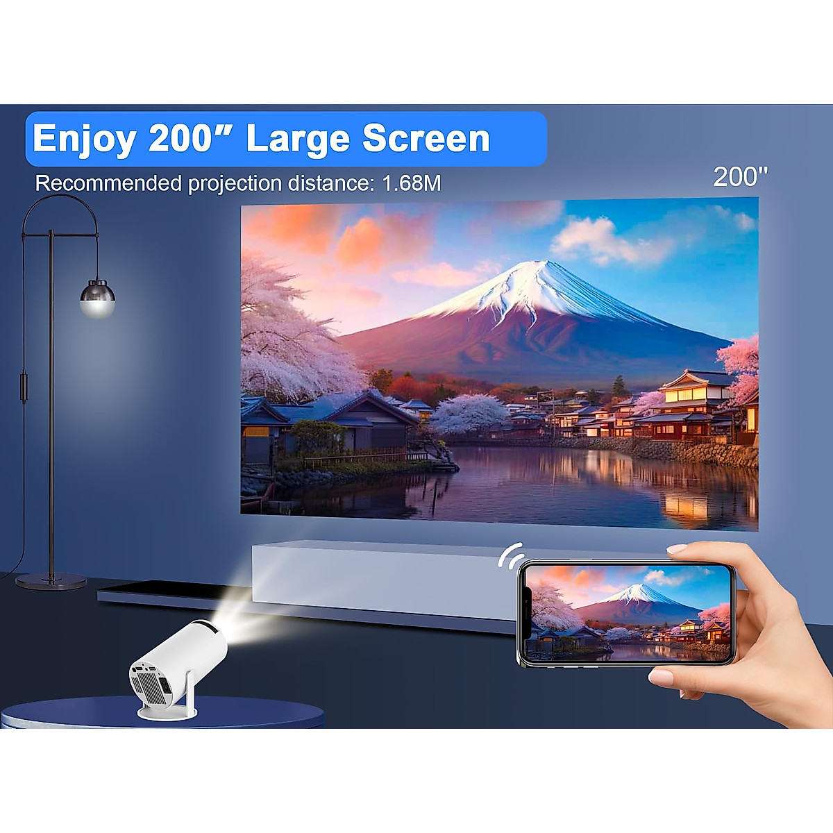 Mini Projector, Magcubic HY300 Auto Keystone Correction Portable Projector, 4K/ 200 ANSI Smart Projector with 2.4/5G WiFi, BT 5.0, 130 Inch Screen, 180 Degree Flip, Round Design, Home Video Projector