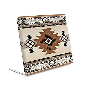 LBDOMOV Boho Western Outdoor Waterproof Cushion Chair Cover Set of 4, Patio Furniture Sofa Couch Seat Cushions Protector Slipcover with Ties, Southwest Native American Indian Geometry 22''x22''x4''
