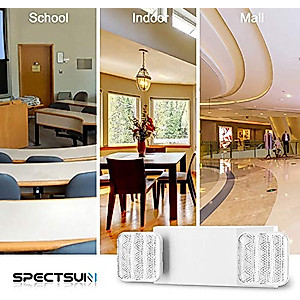 SPECTSUN 12 Pack LED Emergency Lighting Fixture with 2 LED Heads and Hardwired Adjustable White Color Commercial Emergency Lights with Battery Backup for Power Failure