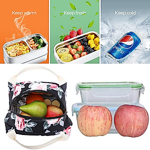 Joyfulife Backpack for Girls, Teen Backpacks Lightweight Kids Bookbags School Backpack with Lunch Box Pencil Case Travel Laptop Backpack Casual Daypacks Floral (Dark Blue)