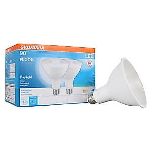 SYLVANIA LED Flood PAR38 Light Bulb, 90W Equivalent, Efficient 13W, 10 Year, 1175 Lumens, Medium Base, Dimmable, 5000K, Daylight - 2 Pack (79736)