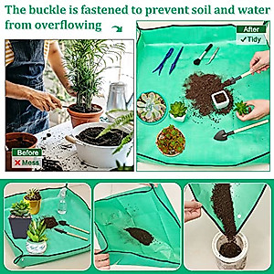 Plant Repotting Mat for Garden, 2 Pcs Waterproof Potting Mat Foldable Indoor Plant Mat Portable Square Gardening Mat Potting Tray with 6 Pcs Mini Garden Tools Set for Plant Lovers Gardening Gifts