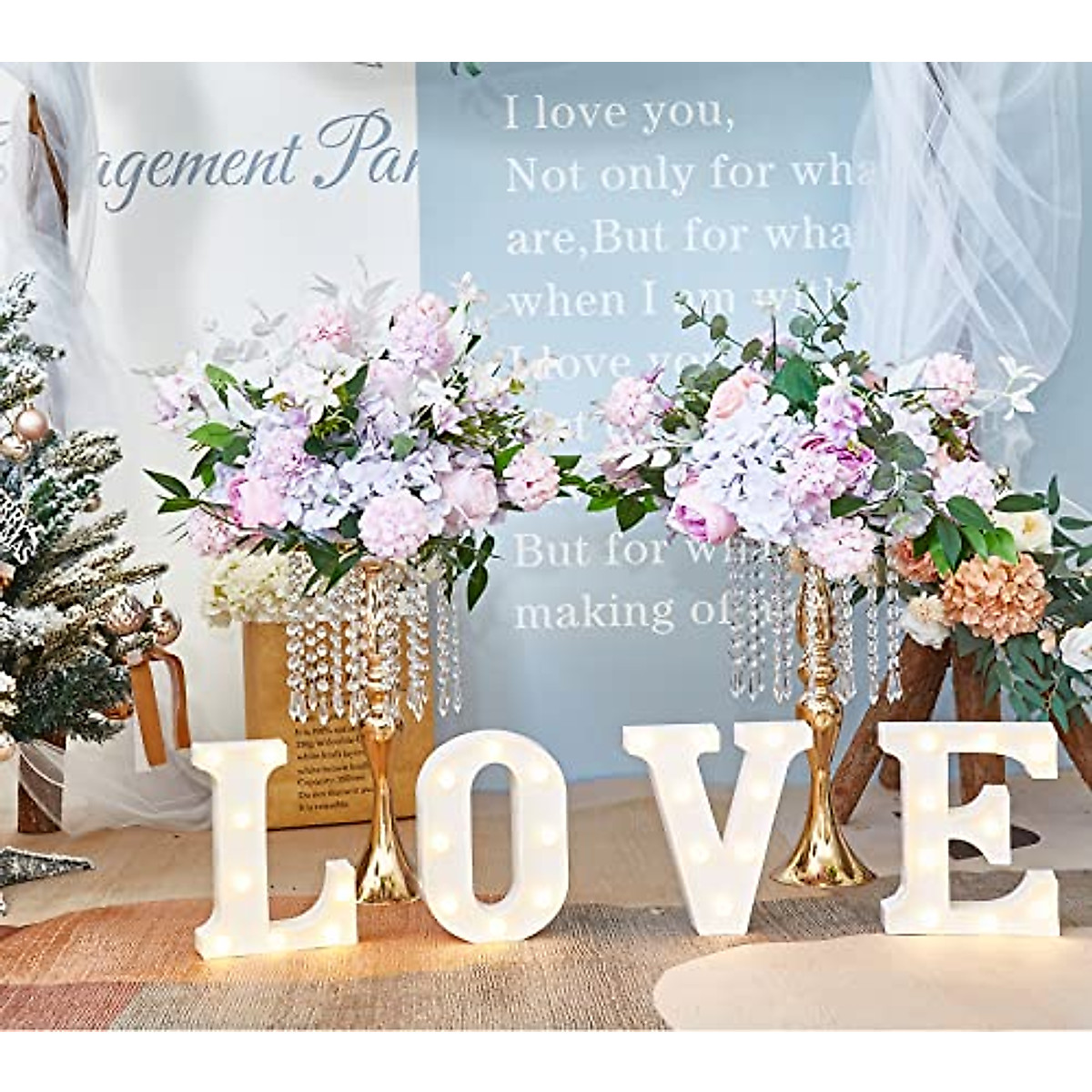 LANLONG Set of 2 Crystal Wedding Table Centerpieces Gold Flower Stand Vases Centerpiece Decorations for Reception Party Home Decor