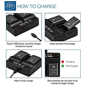 BM Premium 2 Pack of EN-EL23 Batteries and Dual Battery Charger for Nikon Coolpix B700, P900, P600, P610, S810c Digital Camera