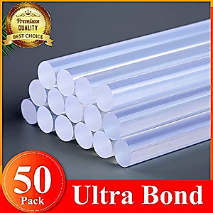 MONVICT Hot Glue Sticks, Pack of 50 (1.54 lb) 6"Long 0.43" Diameter Full-Size Hot Glue Gun Sticks Art Glues Pastes Hot Melt Sticks for Most Large Glue Guns, Clear Glue Sticks for DIY, Arts & Crafts