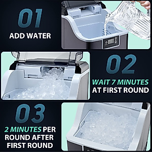 Nugget Ice Maker Countertop, FREE VILLAGE 44Lbs/24H Portable Ice Maker for Soft & Chewable Nugget Pellet Ice, Self-Cleaning & Quiet, Ice Machine with Ice Scoop and Basket for Home Office Bar Party