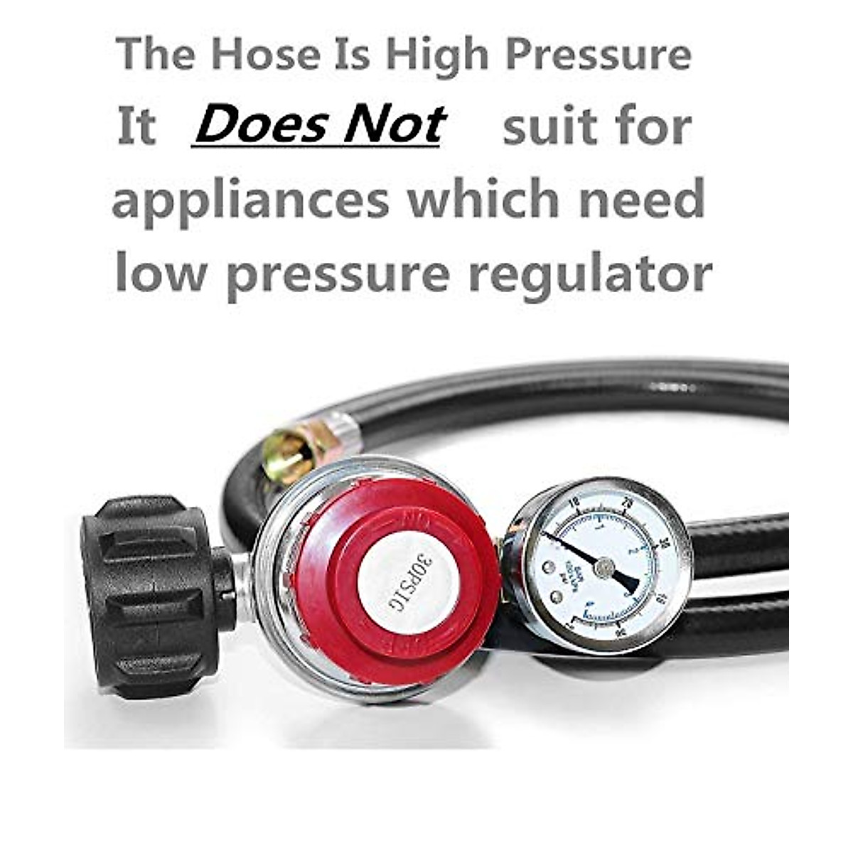 DOZYANT 4 FT 0-30 PSI Adjustable High Pressure Propane Regulator and Hose with Gauge, Fits for Grill Burner Turkey Fryer Cooker Firepit Forge and More