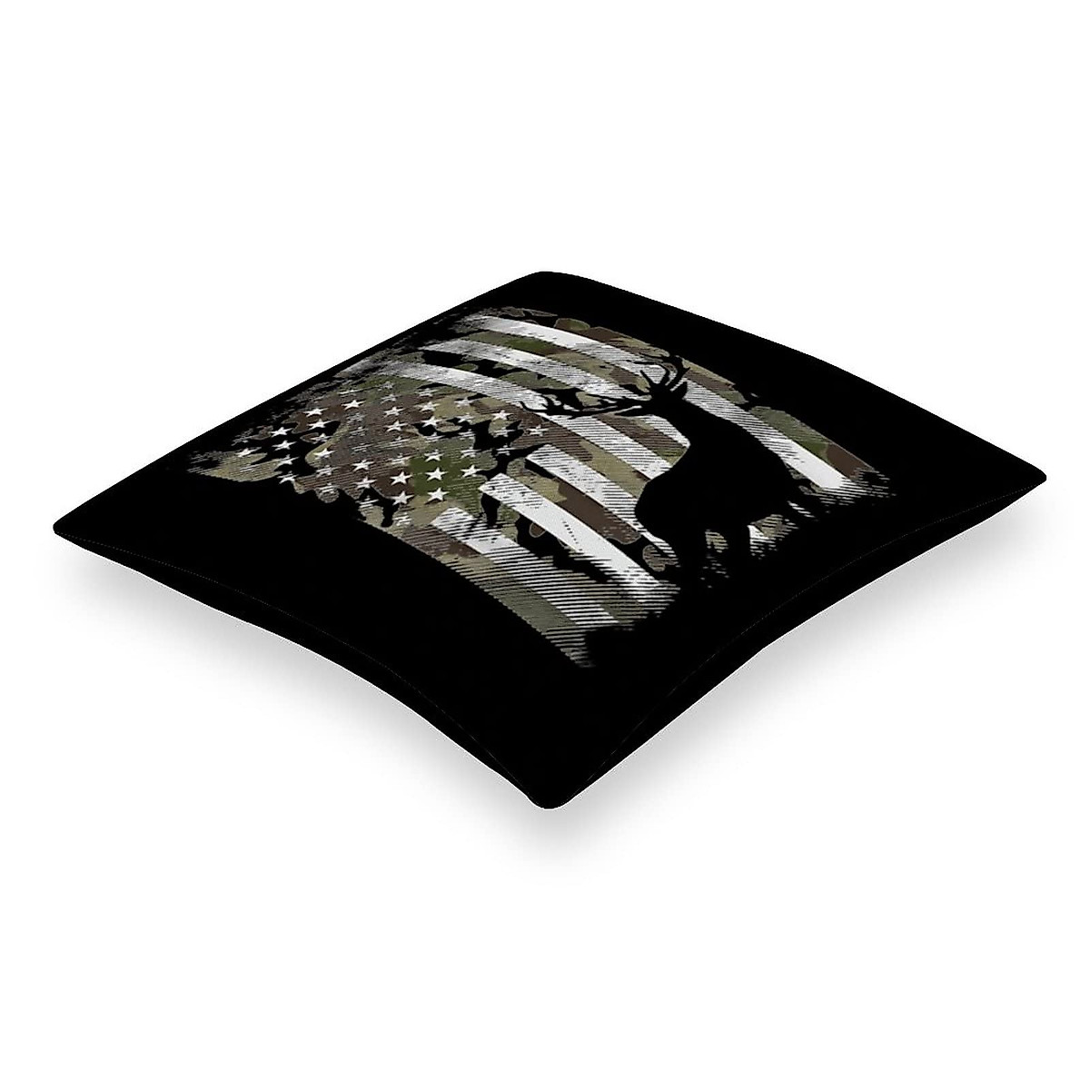 Opahxa5 American Flag Camo USA Deer Throw Pillow Case Square Cozy Pillow Cover Home Decor for Living 18 x 18-Inch