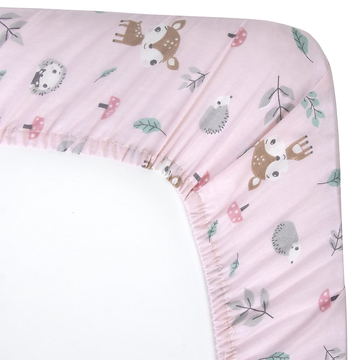 Fisher Price Cotton Fitted Crib Sheet Woodland Wonders Forest Themed Nursery Bedding Sheet 28 x 52” Fitted Crib Sheet for Girls for Standard Crib Mattress