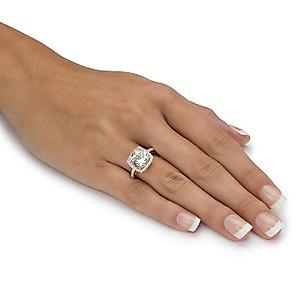 PalmBeach Jewelry Gold-Plated or Platinum-Plated Sterling Silver Round Genuine Gemstone and Round Cubic Zirconia Halo Ring Size 9