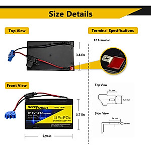 SEFEPODER Replacement Battery Compatible with Peg Perego Ride-On Toys 12-Volt Battery, 12V 12Ah Lifepo4 Lithium Ion Rechargeable Battery for Peg Perego Ride-On Vehicles