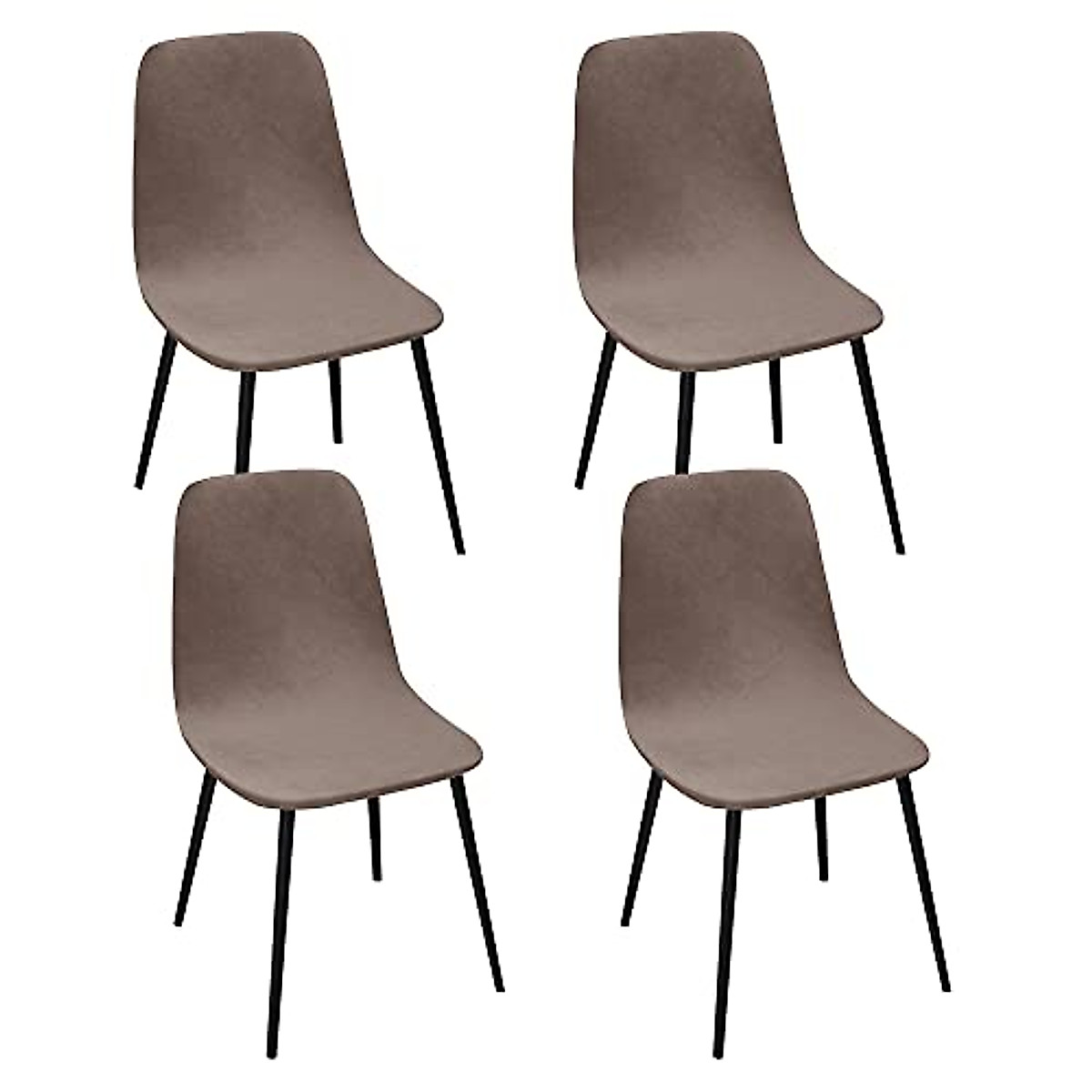 LIPOR Set of 4 Stretch Velvet Taupe Shell Chair Cover Mid Century Modern Dining Room Chair Slipcover Armless Accent Chair Cover Chair Protector Cover for Home Living Room Kitchen Office (Taupe, 4PCS)
