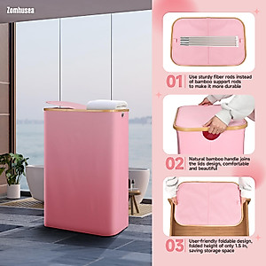 Zomhusea Collapsible Laundry Baskets - Laundry Hamper with Lid, 180L (47.5 Gal) Extra Large Laundry Hamper 2 Section Dirty Clothes Hampers for Laundry Bin Storage with 2 Laundry Bags for Bathroom