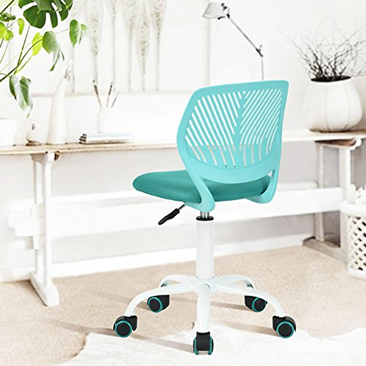 Turquoise Office Task Adjustable Desk Chair Mid Back Home Children Study Chair