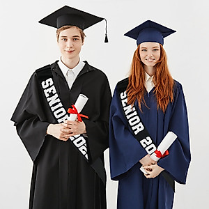 Generic 8 Pcs Black Senior 2025 Sashes with Silver Glitter Letters - Senior Sash Class of 2025, Senior Cheer Sash, Graduation Celebration sash, Class Competition Sashes, Graduation Party Supplies