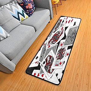 ALAZA Playing Card Poker Collection Area Mat Rug Rugs for Living Room Bedroom Kitchen 2' x 6'