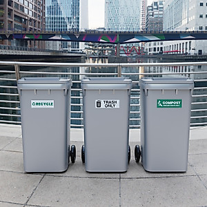 Recycle Trash Compost Sticker Set – Heavy-Duty Trash Bin Labels - 3-5 Year Indoor/Outdoor Rated - Weather Proof, Ultra Durable - USA Made (6x2 inch), 2 Labels of Each, 6 Total