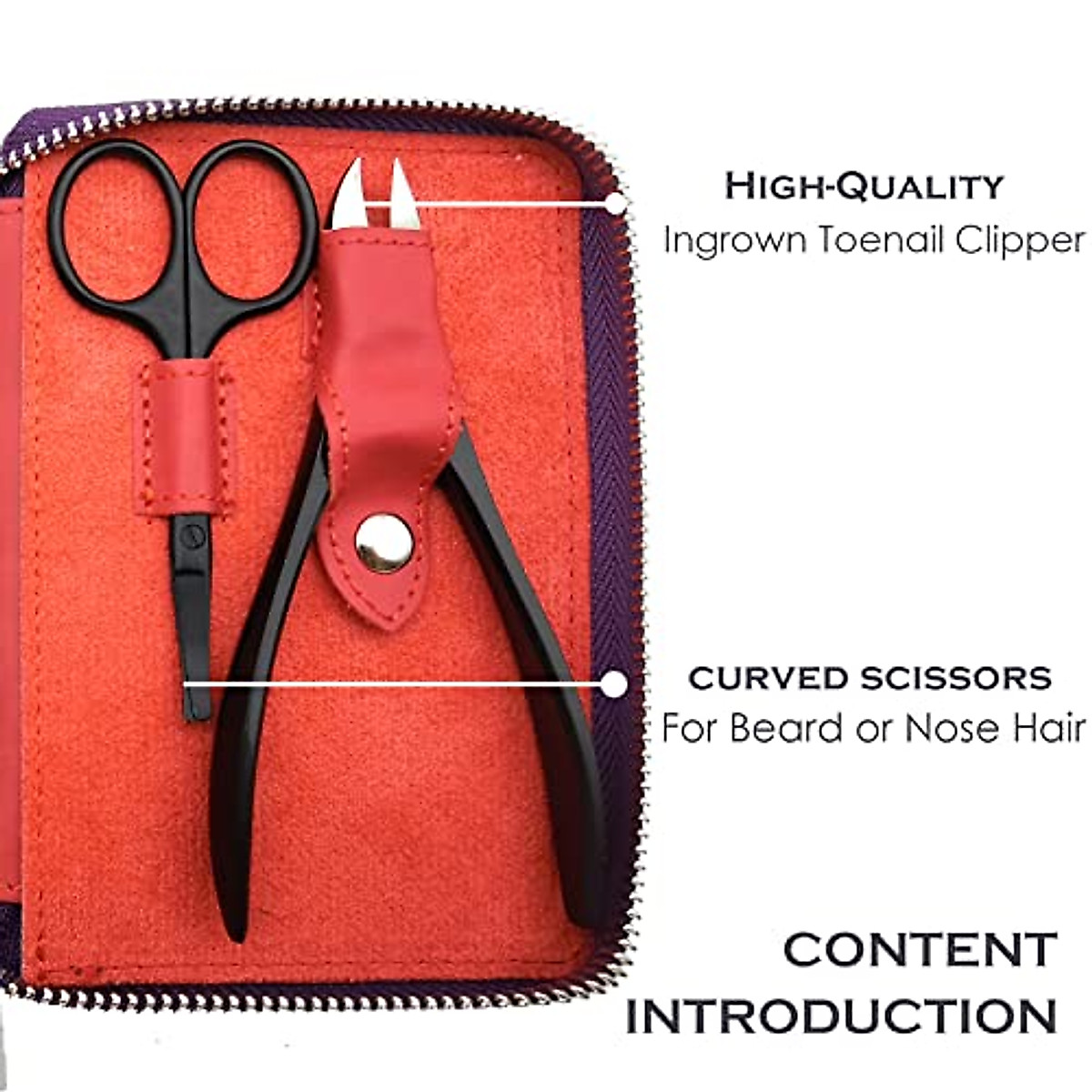 Ultimate Men's Nail Grooming Kit, Quality Manicure Pedicure Kit by Geeceler, Professional Manicure set, Nail Clipper Set 6 Pcs with Leather Case.