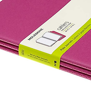 Moleskine Cahier Journal, Soft Cover, XL (7.5" x 9.5") Plain/Blank, Kinetic Pink, 120 Pages (Set of 3)