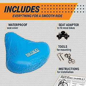 Bikeroo Oversized Bike Seat - Peloton Seat Cushion - Bicycle Saddle Replacement - Wide Cushioned Comfortable Seat for Men & Women - Compatible with Exercise, Road, and Stationary Bikes