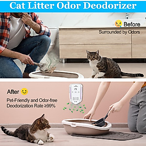 Morrerfresh Cat Litter Deodorizer 99% Pets Poof Odor Eliminator Air Purifier Ozone Odor Removal Air Freshener for Home & Pets Litter Box Room Wardrobe Shoe Cabinet Toilet White