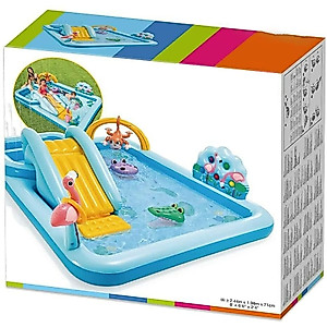 Inflatable Water Play Center Water Pool Slide Activity Center for Outdoor Swimming Pool Inflatable Swimming Pool for 2-6 Years Old