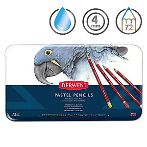 Derwent Pastel Pencils, 4mm Core, Metal Tin, 72 Count (32996)