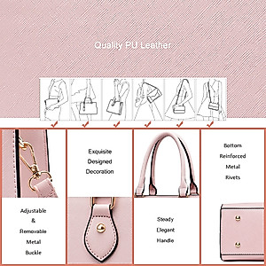 CHICAROUSAL Crossbody Purses and Handbags for Women PU Leather Tote Top Handle Satchel Shoulder Bags (Light Pink)