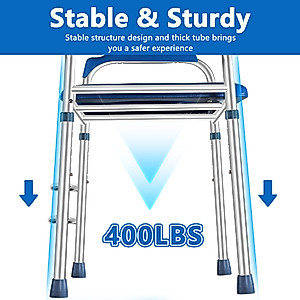 Deewow Raised Toilet Seat with Handles up to 450lbs, Elevated Toilet Seat Riser for Seniors, Raised Toilet Seat for Elderly, Pregnant and Handicap, Height Adjustable, Fit Any Toilet, Blue