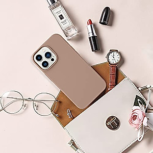 GUAGUA Compatible with iPhone 13 Pro Case 6.1 Inch Liquid Silicone Soft Gel Rubber Slim Thin Microfiber Lining Cushion Texture Cover Shockproof Protective Phone Case for iPhone 13 Pro Khaki