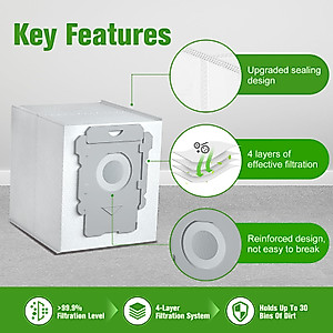 XREY 12 pack Replacement Vacuum Bags Compatible with irobot Roomba i3, i3+,i7, i7+, j7, j7+,i7plus, i4, i4+,i6, i6+, i8, i8+,s9, s9+, s9plus,I & S & J Series Automatic Dirt Disposal Bag…