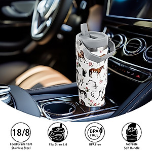 Unyopsa Horse Gifts for Women Girls, 30oz Horse Tumbler with Handle, Horse Stuff for Men Horse Lovers, Stainless Steel Insulated Horse Water Bottle Travel Cup