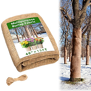 40" x 15 Feet Burlap Fabric Tree Wrap Roll Gardening Natural Burlap Fabric, Burlap Jute Fabric Blanket for Crafts Wedding Table Center Pieces Decoration Rustic Party Décor