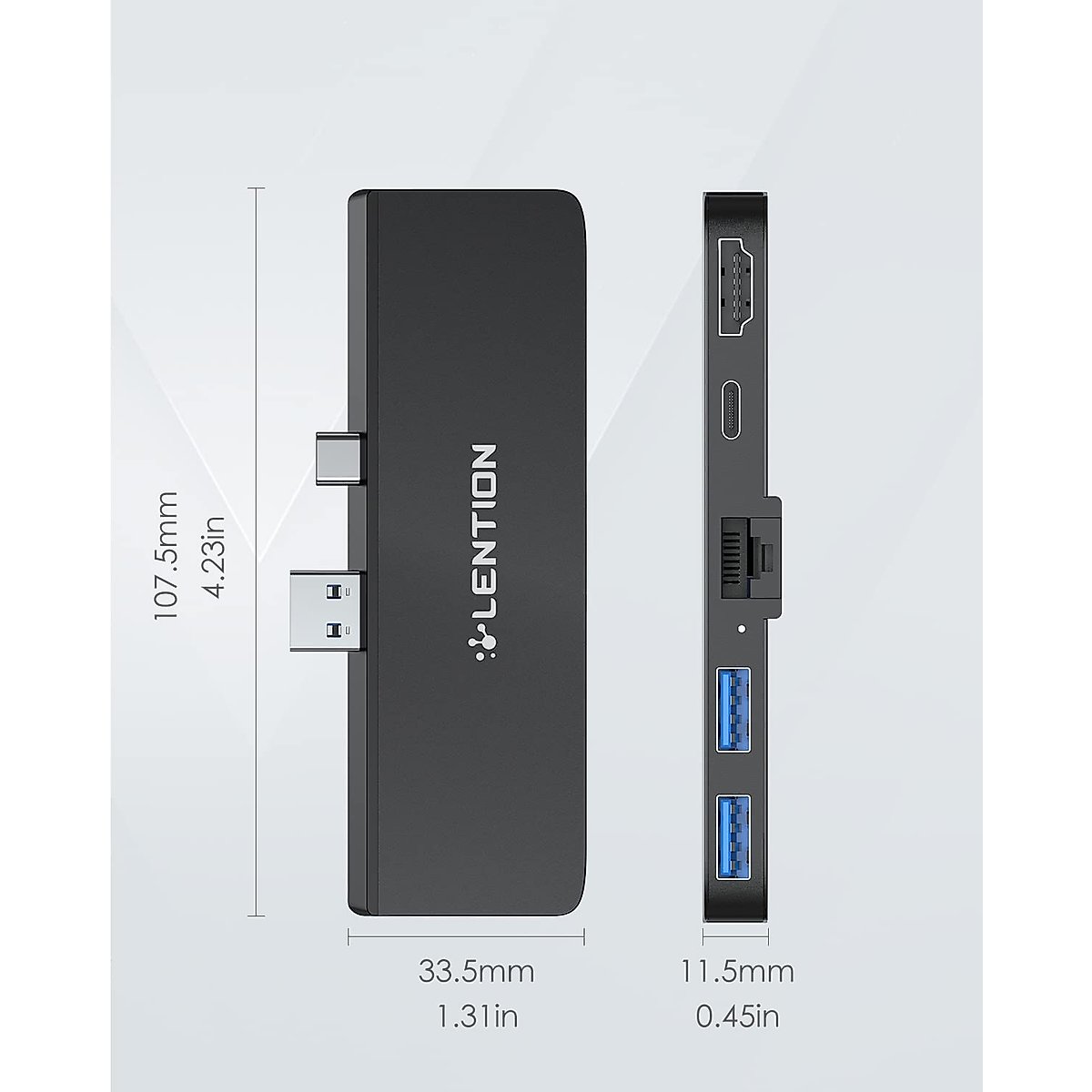 LENTION Surface Pro 7 USB C Hub Docking Station,5-in-1 Microsoft Surface Pro 7 Hub,4K@60Hz USB-C to HDMI Hub,USB C to Gigabit Ethernet Hub,2 USB 3.0 Hub,PD 60W Type C Charging Port Hub(CS35,Black)