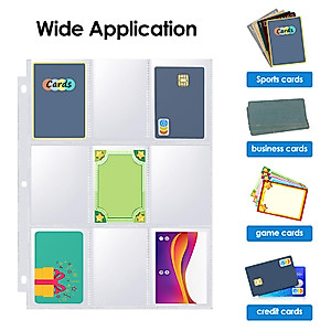 MaxGear 9-Pocket Baseball Card Sleeves, Trading Card Sleeves Pages for 3 Ring Binder, 120 Pack, 1080-Pocket Baseball Card Protectors for Sports Cards, Coupon, Game Cards, Business Cards