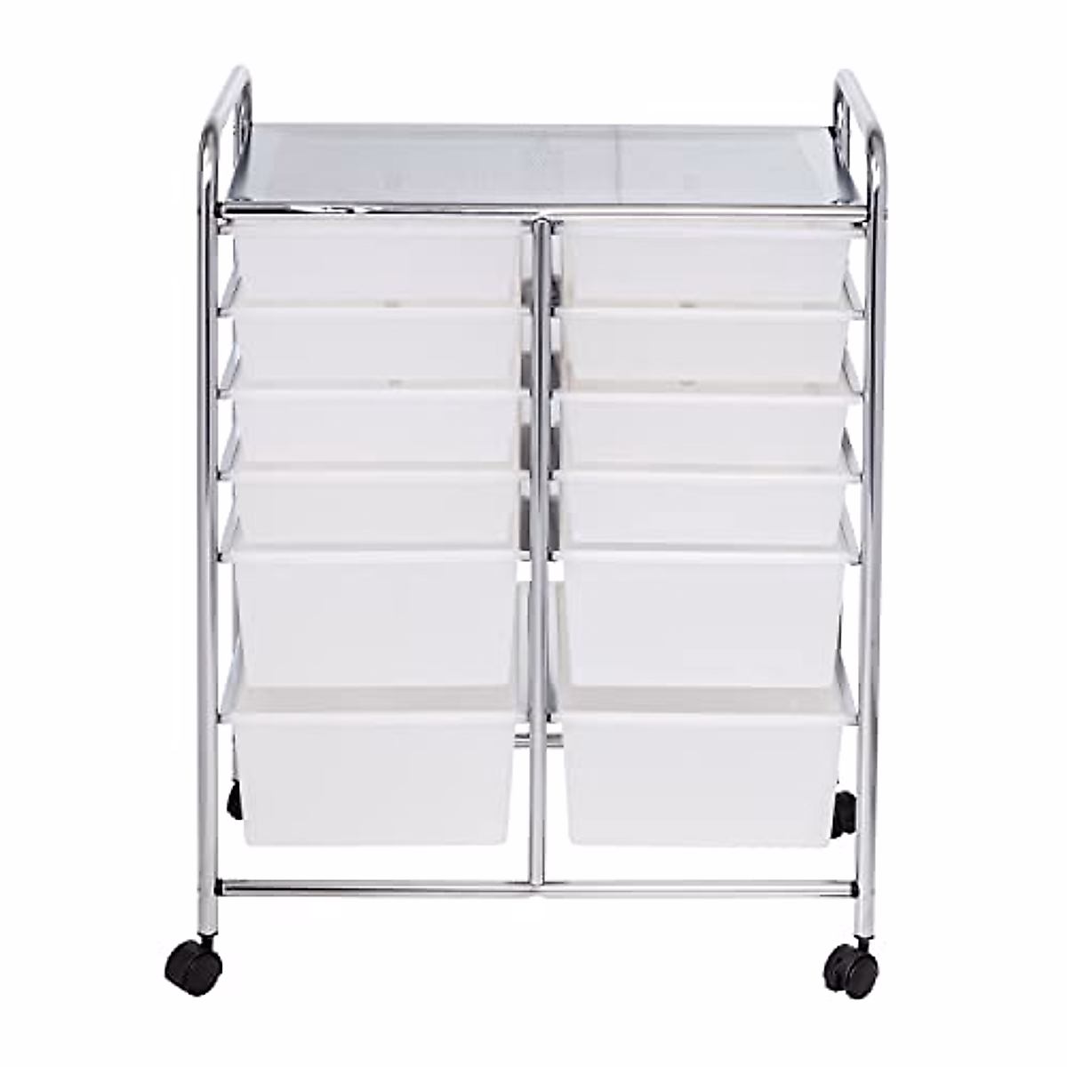 XDONE Rolling Storage Cart and Organizer with 12 Plastic Drawers，Clear，25.31 Lx 15.16W x 32.09H