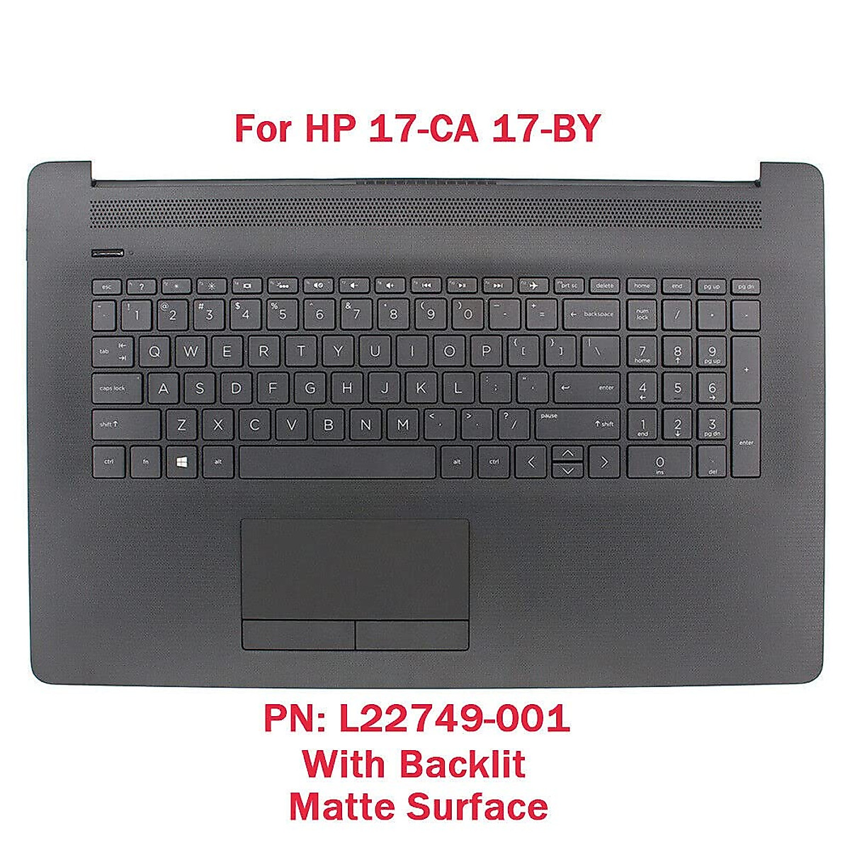 wzqrps Replacement Laptop Upper Case Palmrest Backlit Keyboard Non-PTP Touchpad Assembly Part for HP 17 by/CA L22749-001 Gray