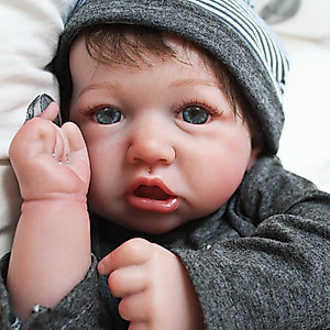 ZIQUE 20 Inch Lifelike Reborn Baby Doll, Realistic Baby Doll Weighted Newborn with Soft Cloth Body, Poseable Full Vinyl Limbs, Real Life Baby Boy Complete Gift Set for Children and Collectors