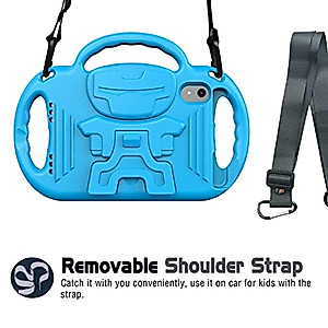 AVAWO Kids Case for iPad Mini 6 2021 8.3 Inch, iPad Mini 6th Generation Case - with Shoulder Strap, Shockproof Lightweight Handle Kickstand Kids Case for iPad Mini 6th Generation 8.3 Inch 2021, Blue