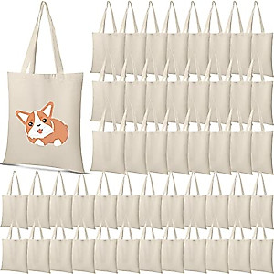Mimorou 48 Pcs Canvas Tote Bags Bulk 13 x 15 Inch Plain Polyester Cotton Tote Bags with Handles Blank Reusable Grocery Shopping Bags for Sublimation Crafting DIY Projects Personalize