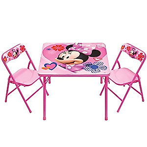 Minnie Mouse Activity Table Set with 2 Chairs for Girls Ages 3-7 Years Old