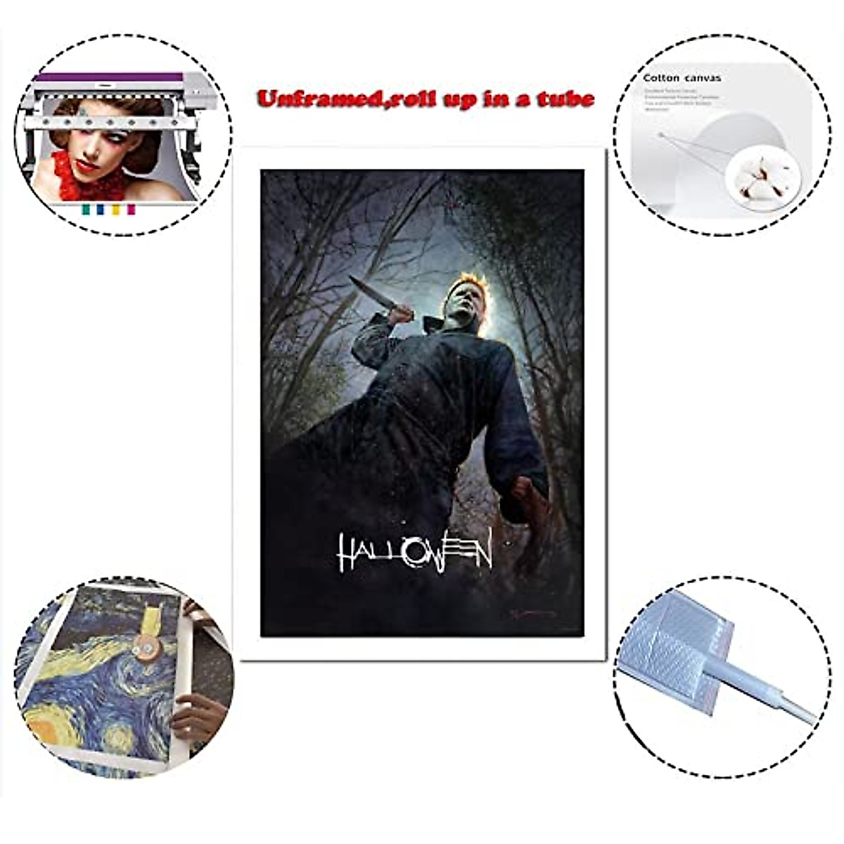 RIP Michael Myers Halloween Horror Violence and Bloody Canvas Art Poster and Wall Art Picture Print Modern Family Bedroom Decor Posters 16x24inch(40x60cm)
