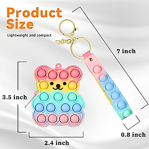 JoySolar Coin Purse Change Coins Fidget for Girls Kids Teen Women Pouches Mini Bubble Small Purses Monedero Fidgets Zipper Pouch Simple Dimple Lanyard Silicone Cute Kawaii Funny Fun (Color Bear)