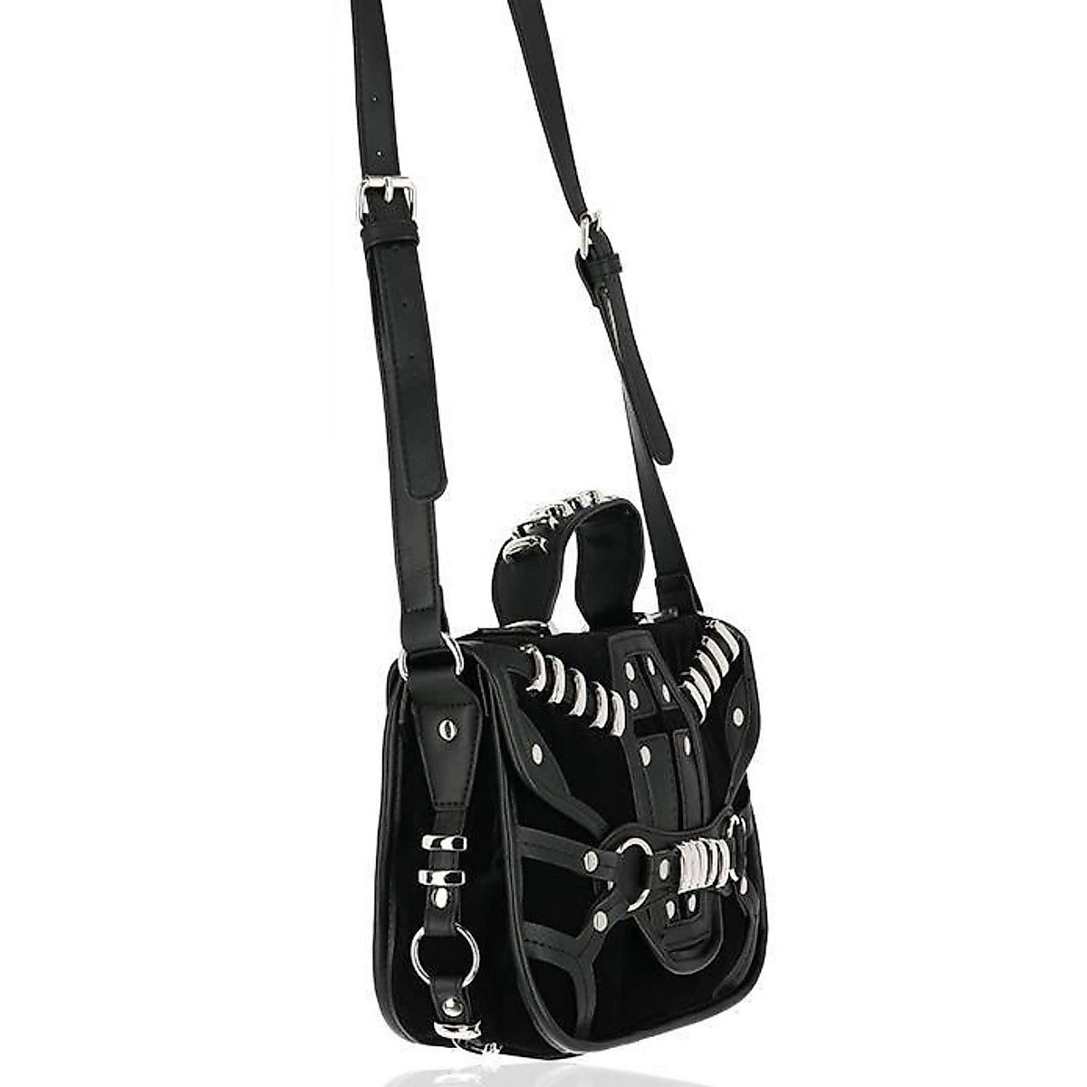 Restyle Coffin Cross Straps Gothic Punk Witch Alternative Crossbody Purse Bag