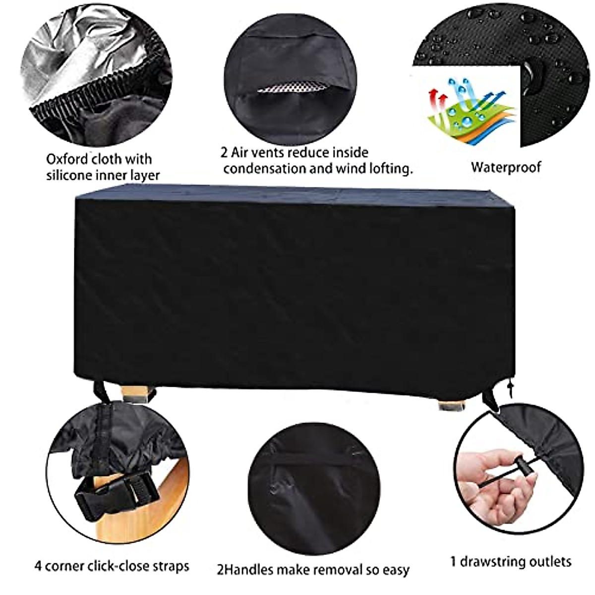 YWWQYBYQ Outdoor Coffee Table Cover,48"(L) x 24"(W) x 28"(H),Outdoor Lawn Waterproof Garden Furniture Cover,Durable Windproof, Fits Rectangle Patio Table